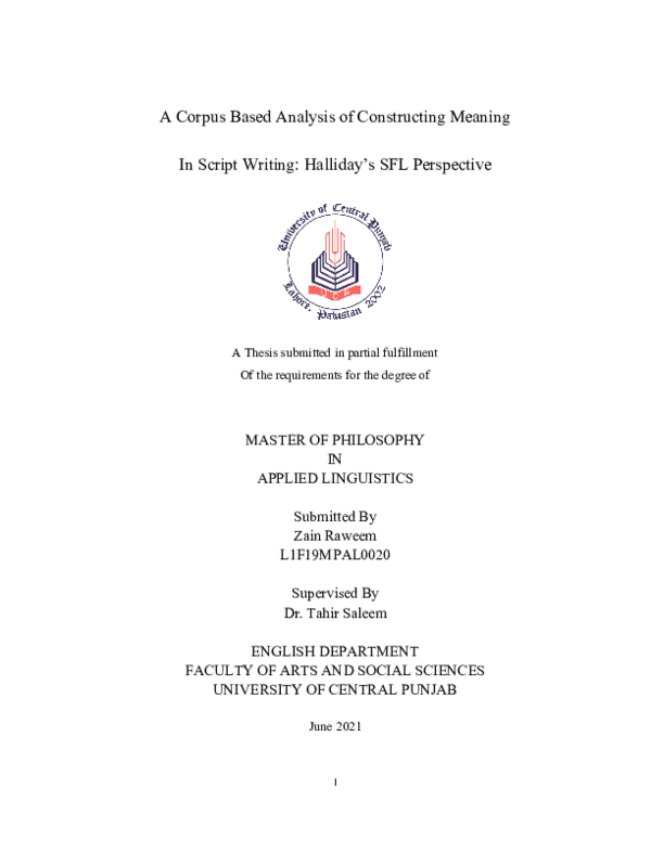 Doc A Corpus Based Analysis Of Constructing Meaning In Script Writing