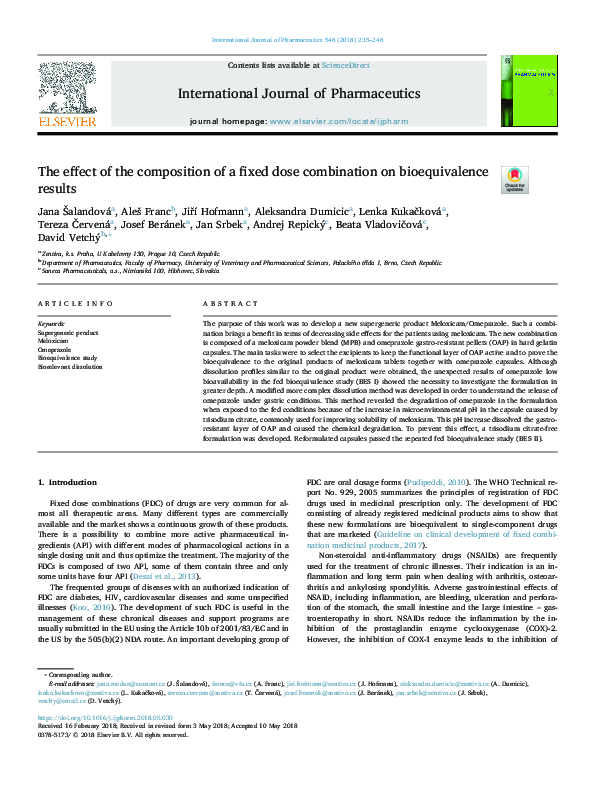 (PDF) The effect of the composition of a fixed dose combination on ...
