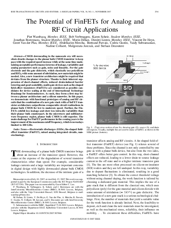 (PDF) The Potential of FinFETs for Analog and RF Circuit Applications