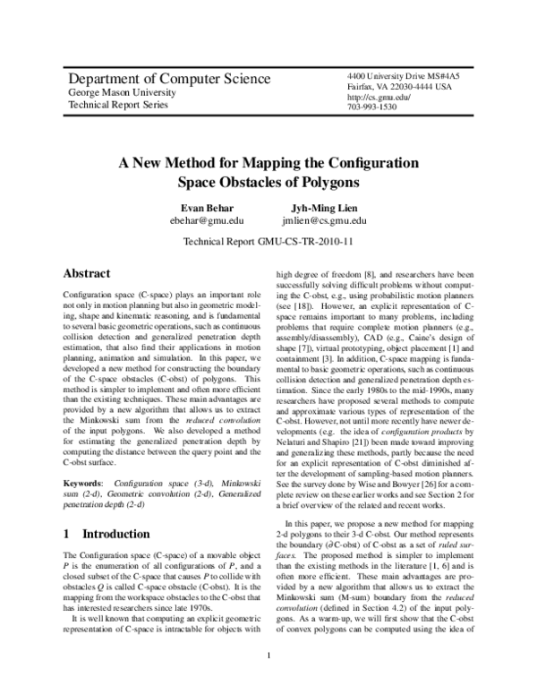 (PDF) A new method for mapping the configuration space obstacles of polygons | Emily Behar ...