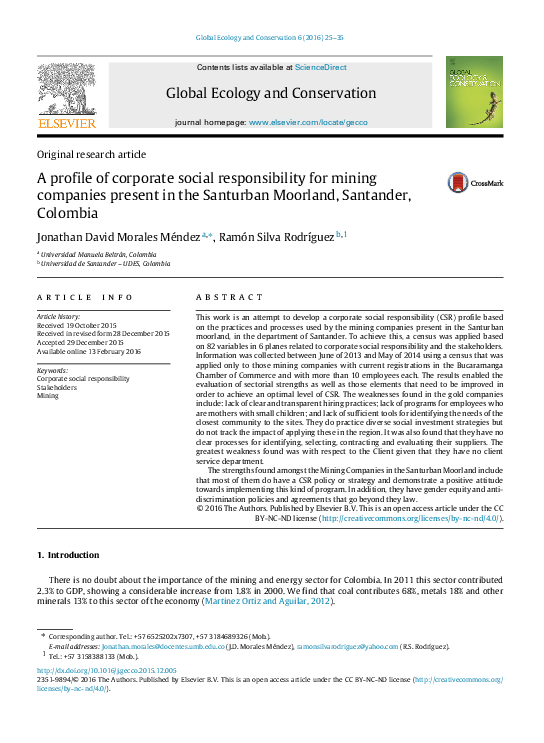 (PDF) A profile of corporate social responsibility for mining companies ...