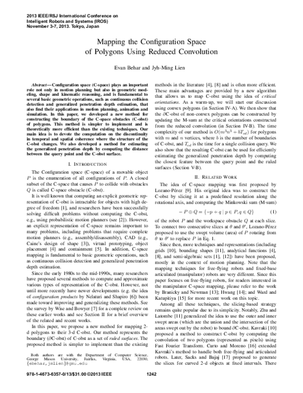 (PDF) Mapping the configuration space of polygons using reduced convolution