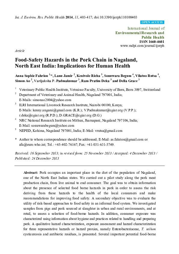 (PDF) www.mdpi.com/journal/ijerph Article Food-Safety Hazards in the ...