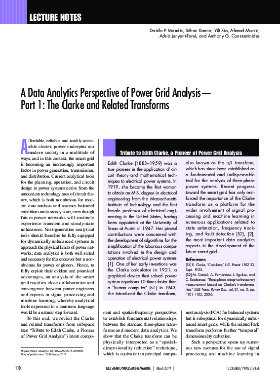 (PDF) A Data Analytics Perspective of Power Grid Analysis-Part 1: The Clarke and Related ...