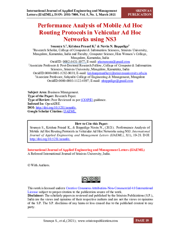 Pdf Performance Analysis Of Mobile Ad Hoc Routing Protocols In