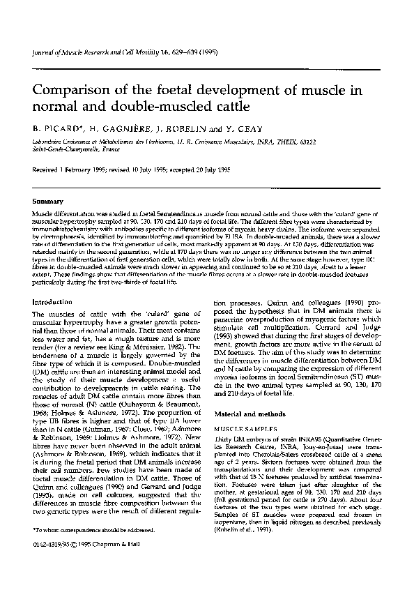 (PDF) Comparison of the foetal development of muscle in normal and ...