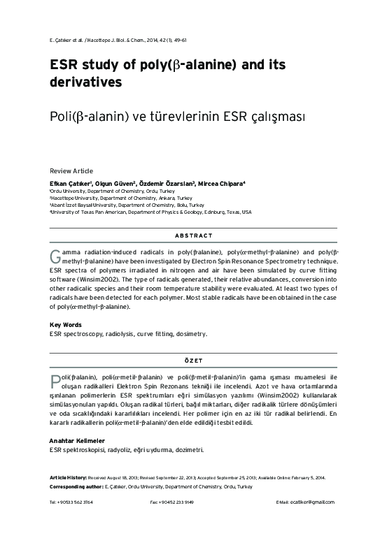 (PDF) ESR study of poly ( b-alanine ) and its derivatives Poli ( b ...