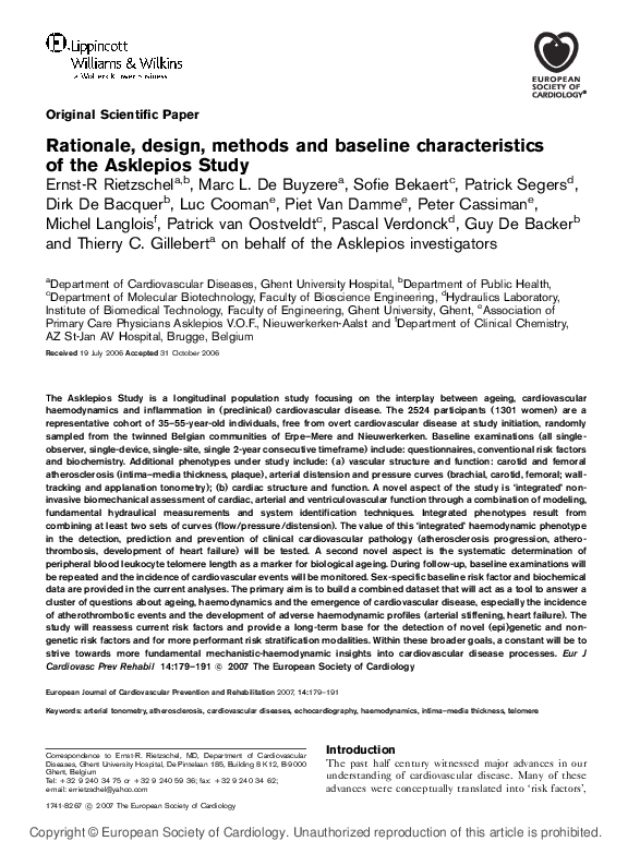 (PDF) Rationale, design, methods and baseline characteristics of the ...
