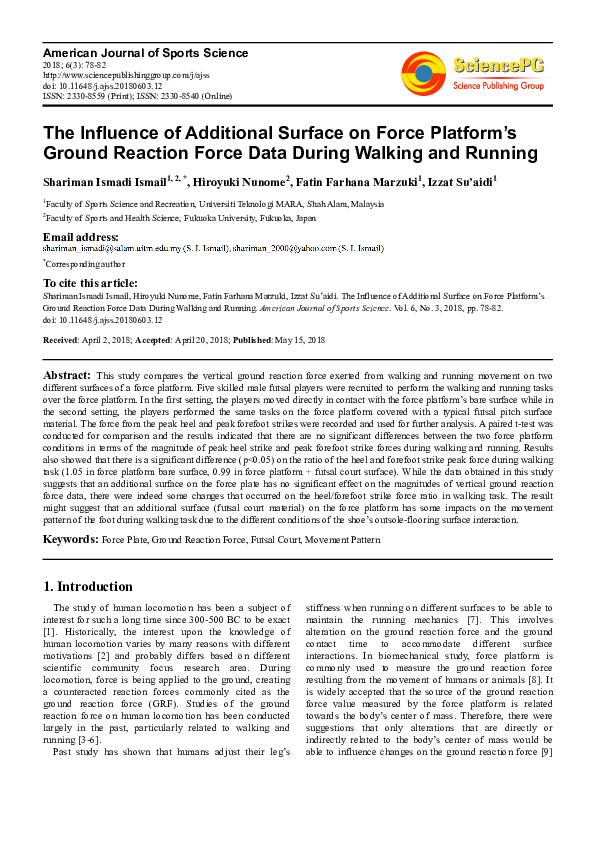 (PDF) Impact of Surface on Force Platform Data