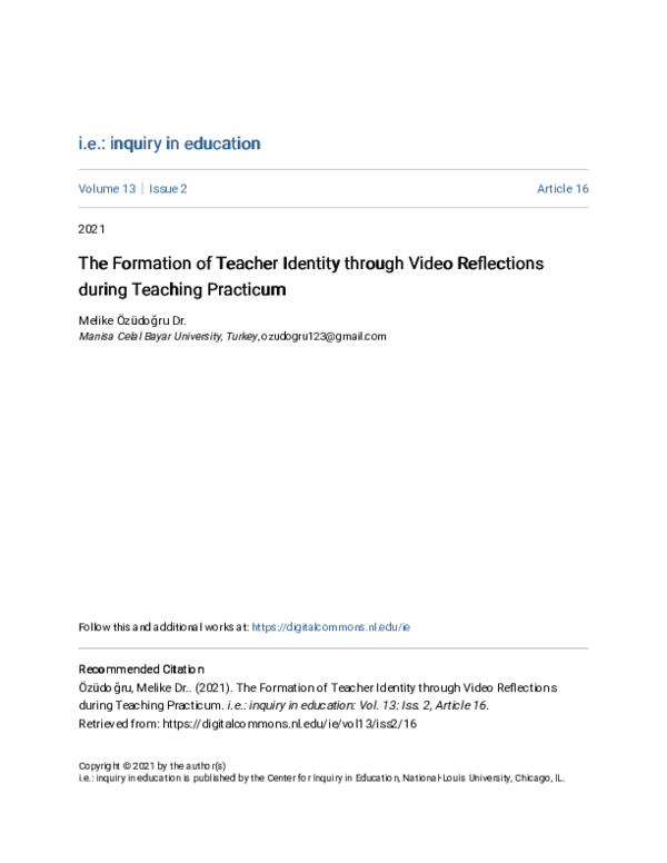 (PDF) The Formation of Teacher Identity through Video Reflections ...