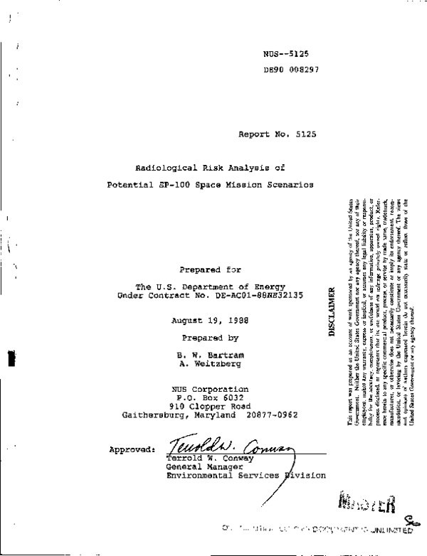 (PDF) Radiological risk analysis of potential SP-100 space mission ...
