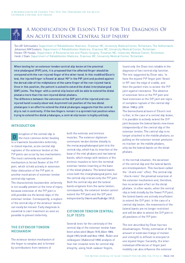 (PDF) A Modification Of Elson's Test For The Diagnosis Of An Acute ...