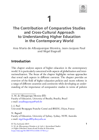 (PDF) The Contribution of Comparative Studies and Cross-Cultural ...