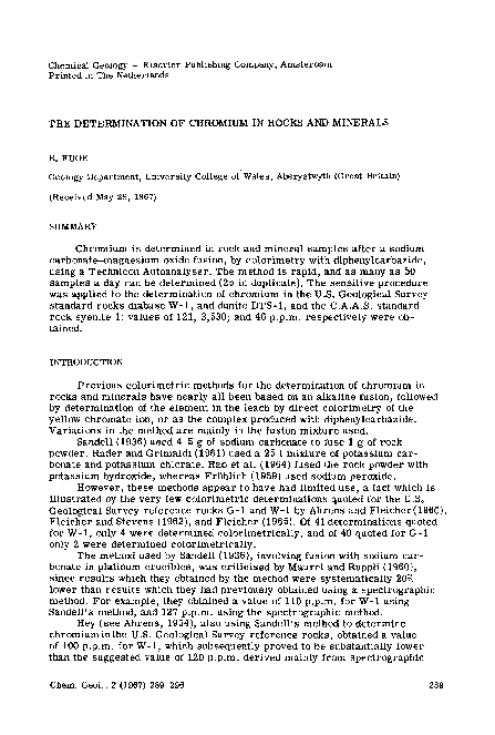(PDF) The determination of chromium in rocks and minerals | Ronald Fuge ...
