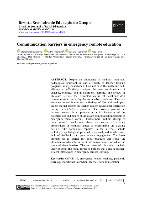 (PDF) Communication barriers in emergency remote education