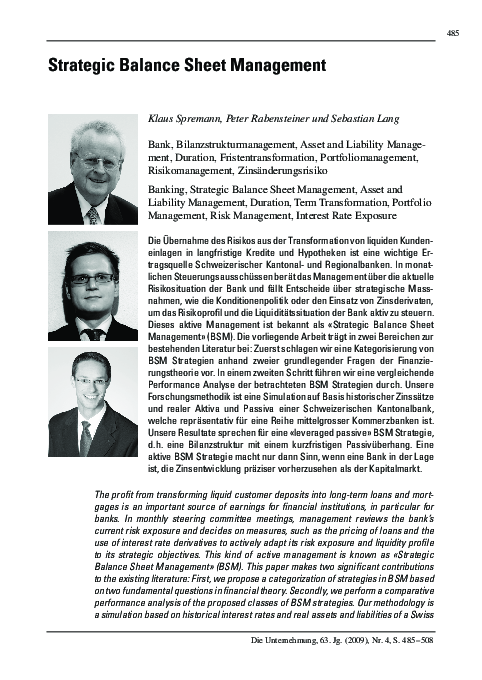 (PDF) Strategic Balance Sheet Management