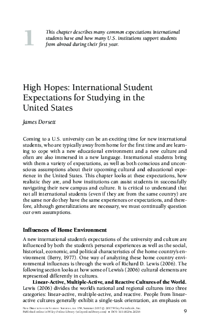 (PDF) High Hopes: International Student Expectations for Studying in ...