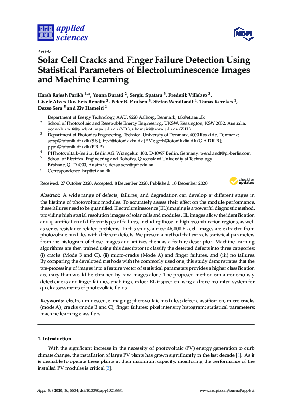 (PDF) Solar Cell Cracks and Finger Failure Detection Using Statistical Parameters of ...