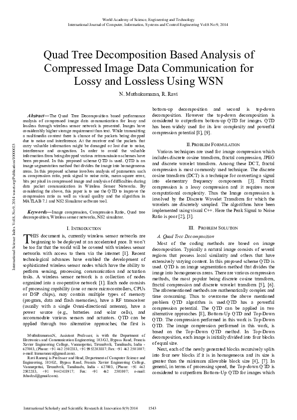 (PDF) QTD Analysis of Compressed Image Transmission