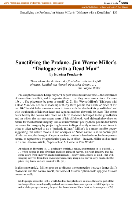 (PDF) Jim Wayne Miller's "Dialogue with a Dead Man