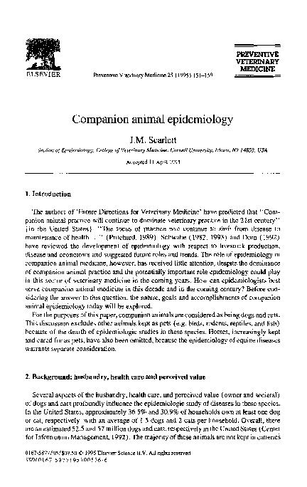(PDF) Companion animal epidemiology