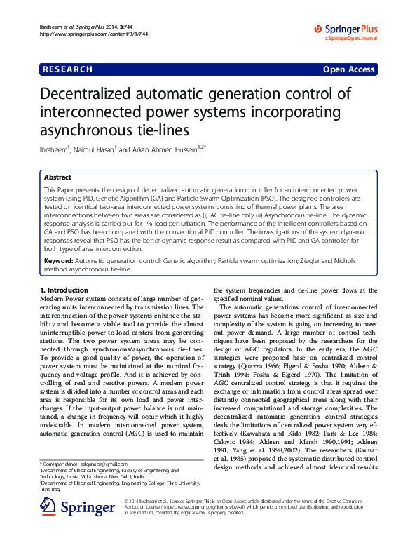 Pdf Real Time Simulation Of Automatic Generation Control For Interconnected Power System