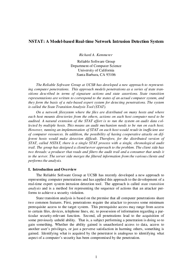 (PDF) NSTAT: A model-based real-time network intrusion detection system