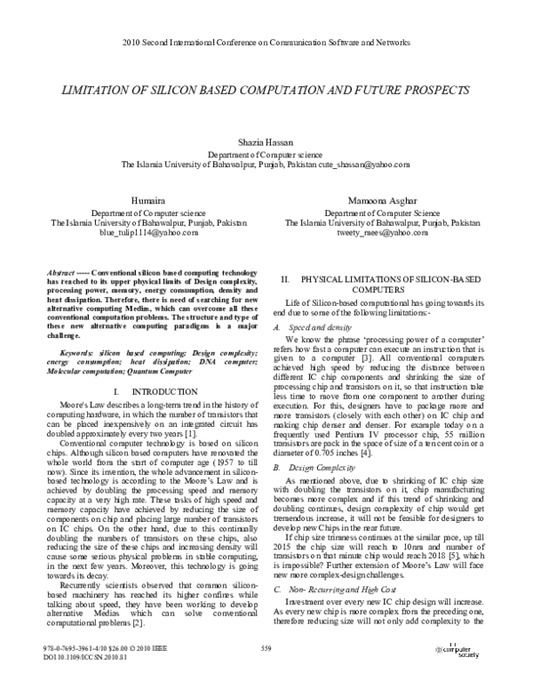 (PDF) Limitation of Silicon Based Computation and Future Prospects