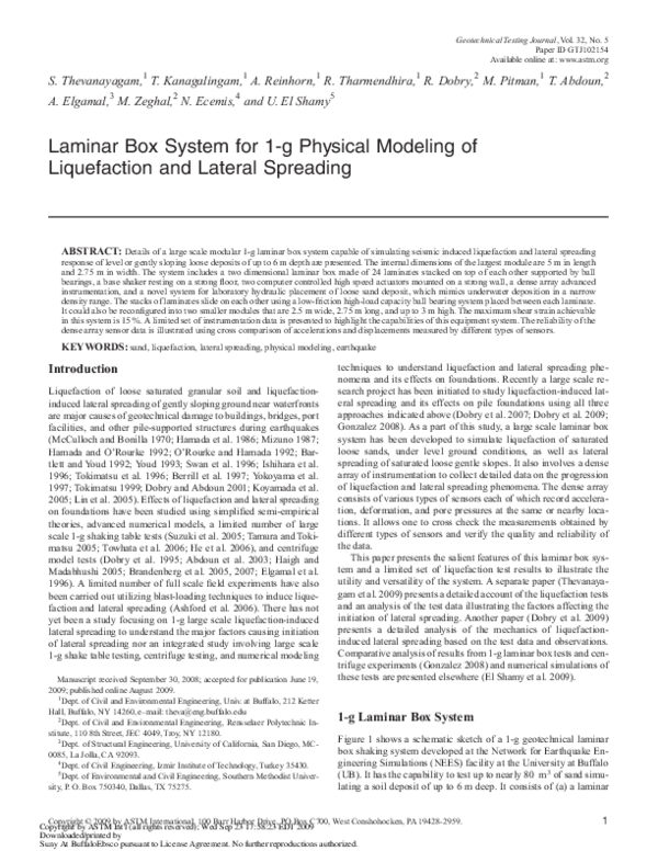 (PDF) Laminar Box System for 1-g Physical Modeling of Liquefaction and ...