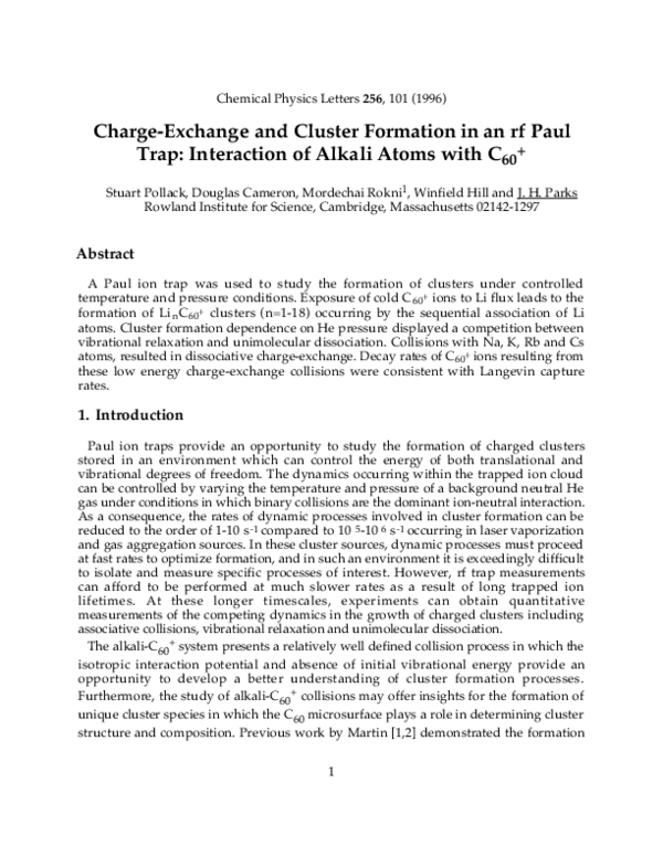 Charge exchange and cluster formation in an rf Paul trap: interaction ...