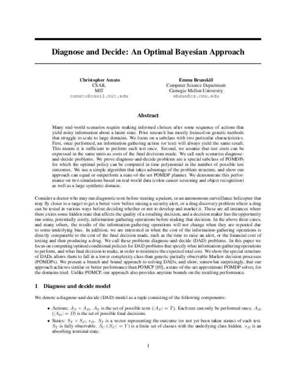 (PDF) Diagnose and Decide: An Optimal Bayesian Approach