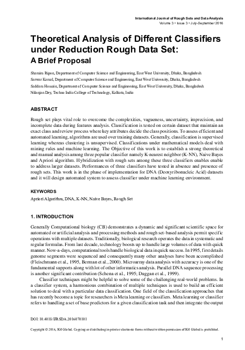 (PDF) Theoretical Analysis of Different Classifiers under Reduction Rough Data Set