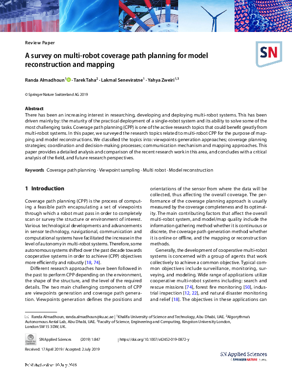 (PDF) A survey on multi-robot coverage path planning for model ...