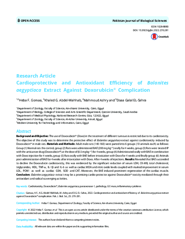 (PDF) Research Article Cardioprotective and Antioxidant Efficiency of ...