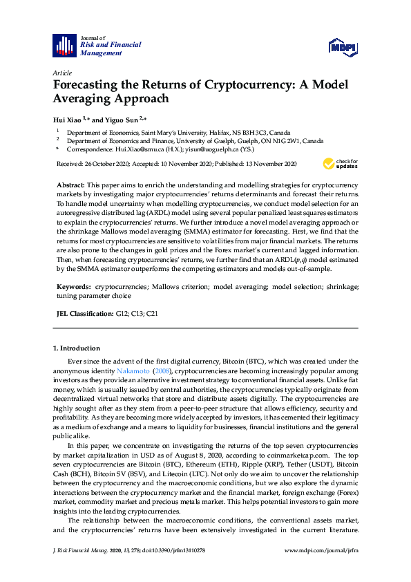(PDF) Forecasting the Returns of Cryptocurrency: A Model Averaging Approach