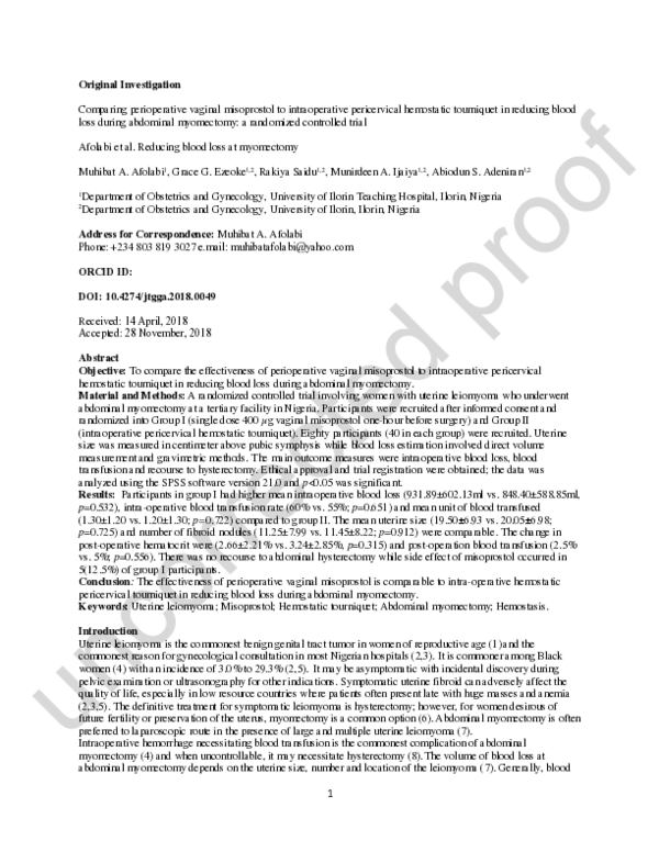 (PDF) Comparing perioperative vaginal misoprostol to intraoperative ...
