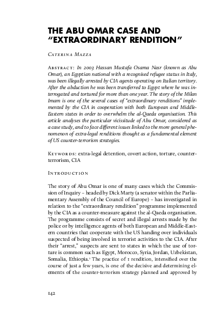 (PDF) tHe ABU oMAr CAse And “eXtrAordinAry rendition” | Caterina Mazza ...