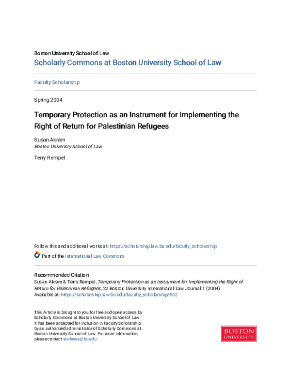 (PDF) Temporary protection as an Instrument for Implementing the Right ...