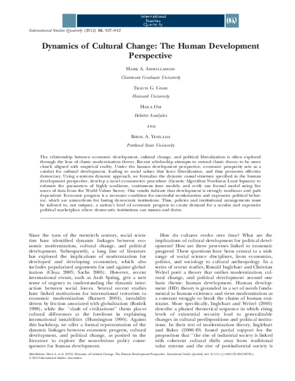 (PDF) Dynamics of Cultural Change: The Human Development Perspective
