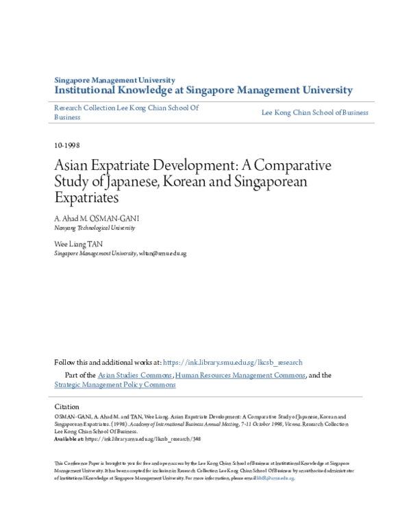 (PDF) Asian Expatriate Development: A Comparative Study of Japanese ...