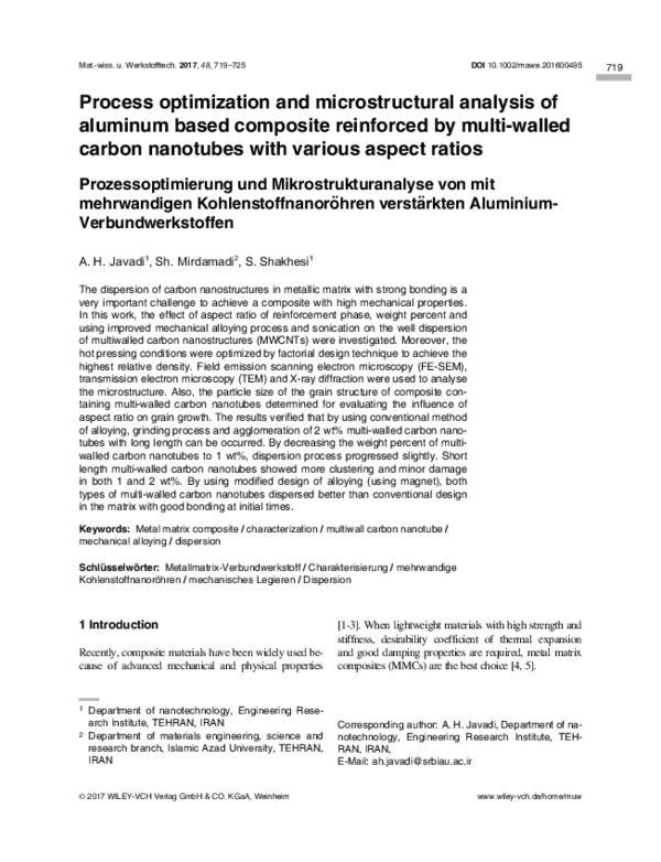 (PDF) Process optimization and microstructural analysis of aluminum based composite reinforced ...