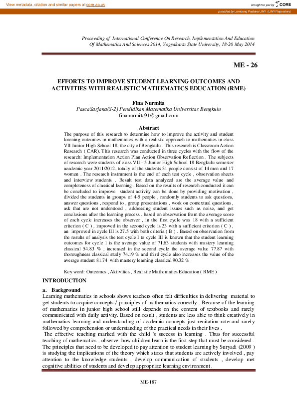 (PDF) Efforts to Improve Student Learning Outcomes and Activities with ...