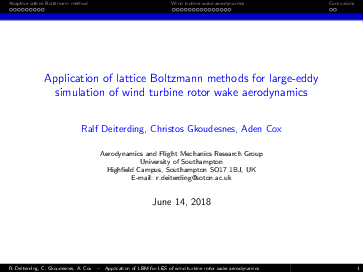 (PDF) Application of lattice Boltzmann methods for large-eddy simulation of wind turbine rotor ...