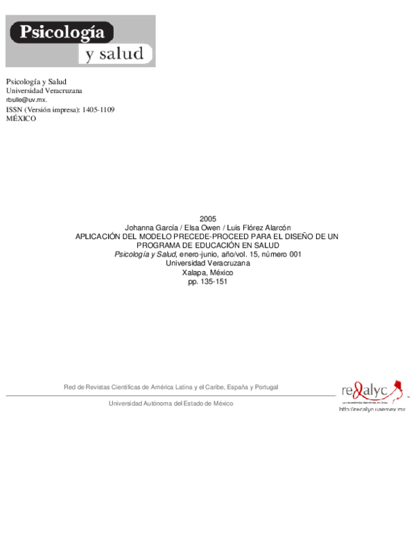 (PDF) Aplicación del modelo precede-proceed para el diseño de un ...