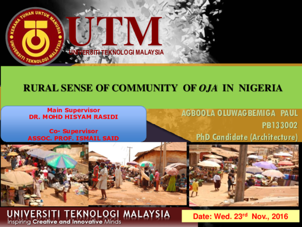 (PDF) Rural sense of community of Oja in Nigeria