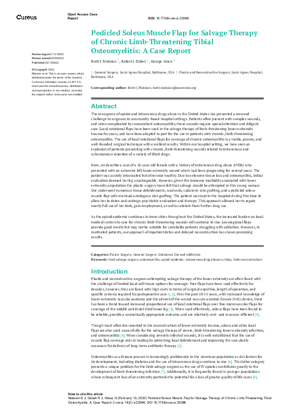 (PDF) Pedicled Soleus Muscle Flap for Salvage Therapy of Chronic Limb ...
