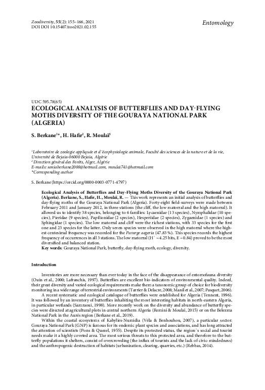 (PDF) Ecological Analysis of Butterflies and Day-Flying Moths Diversity ...