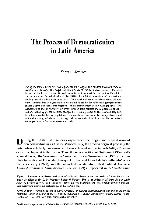 (PDF) The process of democratization in Latin America