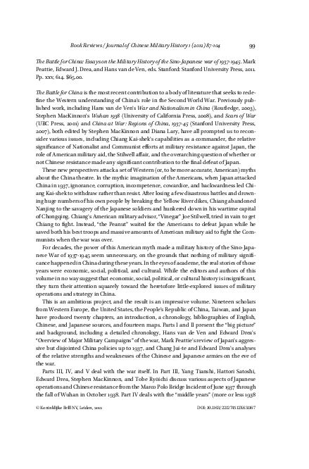(PDF) The Battle for China: Essays on the Military History of the Sino ...