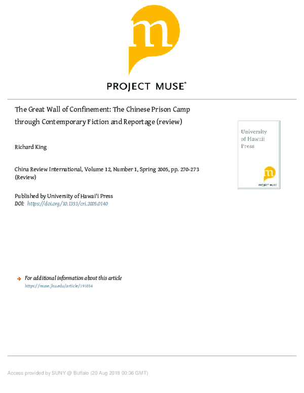 (PDF) The Great Wall of Confinement: The Chinese Prison Camp Through ...